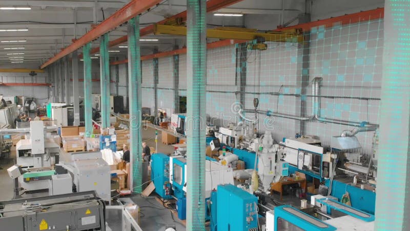 Workshop of a Modern Factory. Flight through the Workshop of a Modern ...