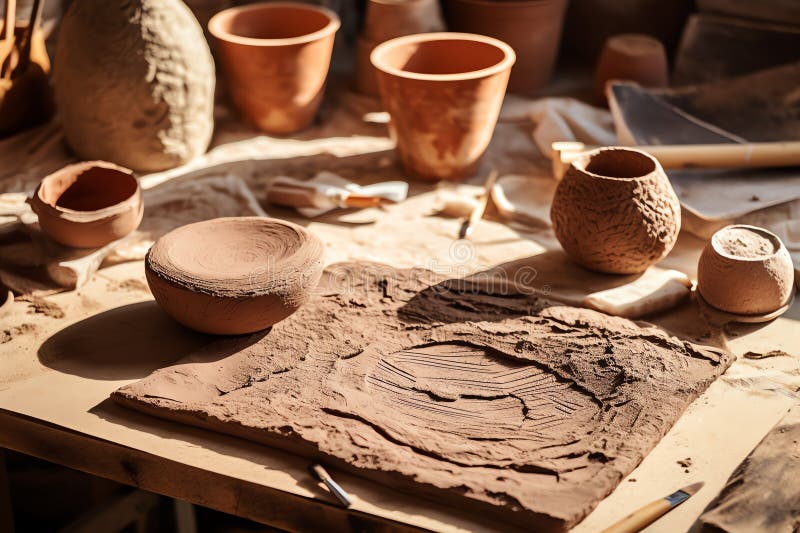 Workshop Producing Clay Tablets and Pottery Illustration Photo Stock ...