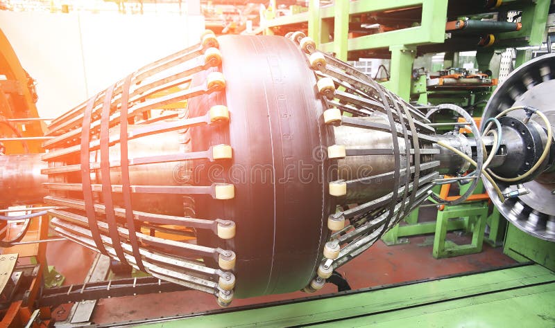 Workshop for the Production of Car Tires. the Machine is Semi-automatic ...