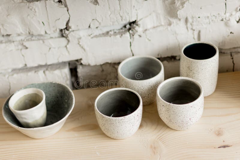 Workshop Production of Ceramic Tableware Finished Products Stock Photo ...
