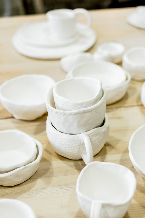 Workshop Production of Ceramic Tableware Finished Products Stock Photo ...
