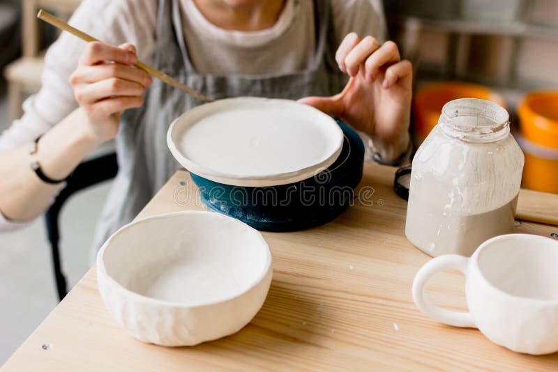 Workshop Production of Ceramic Tableware Product Painting Stock Image ...
