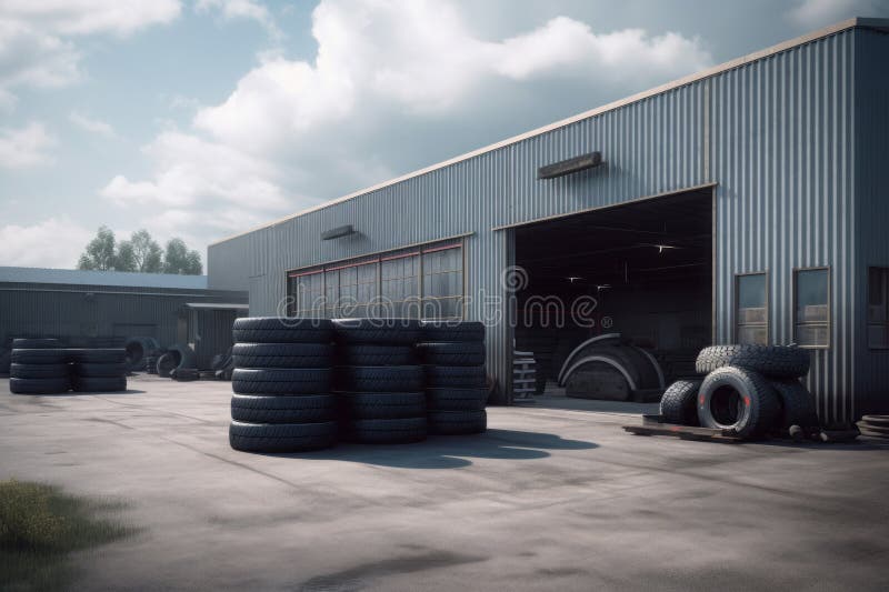 Workshop Rims Tires Warehouse. Generate Ai Stock Illustration ...