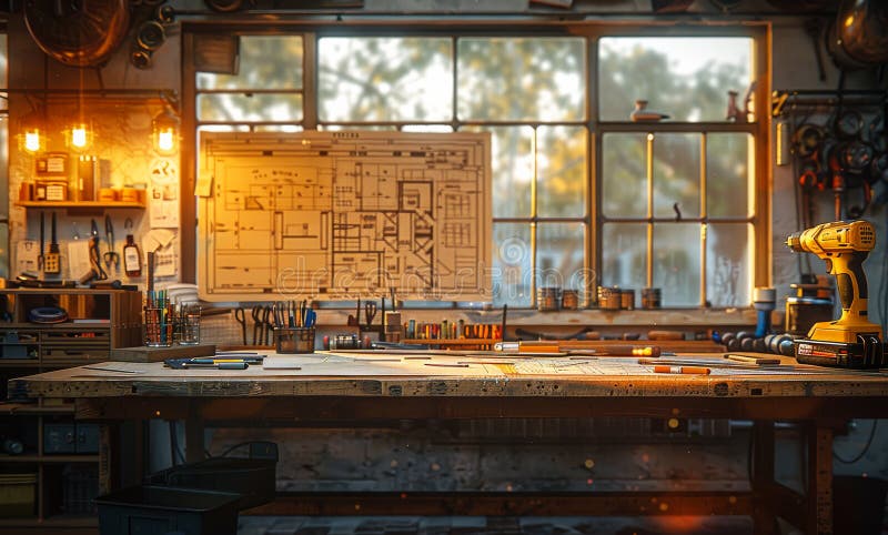 Workshop Scene. Old Vintage Workshop Interior Stock Image - Image of ...