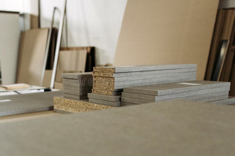 Stacks of Particleboard Sheets Ready for Furniture Production Stock ...