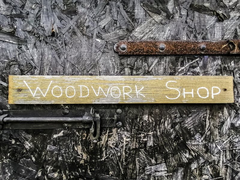 Workshop Sign stock photo. Image of words, joiner, garden - 158875480