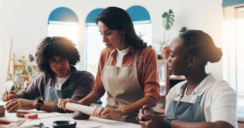 Workshop, Students and Mentor with Clay for Pottery, Development and ...