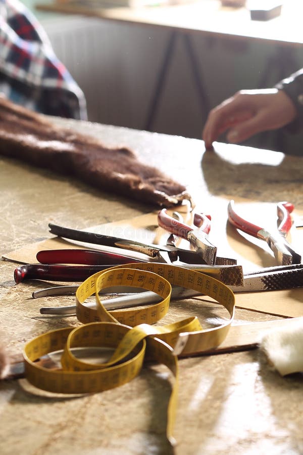 Workshop, studio furrier stock image. Image of sewing - 72879135