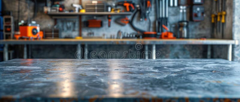 Workshop Table with Tools in the Background. Generative Ai Stock ...