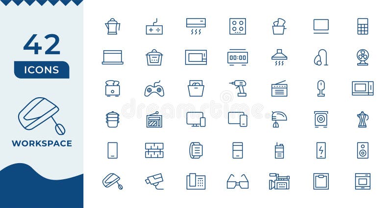 Workshop and Teamwork Line Icons Pack. Big UI Icon Collection. Teamwork ...