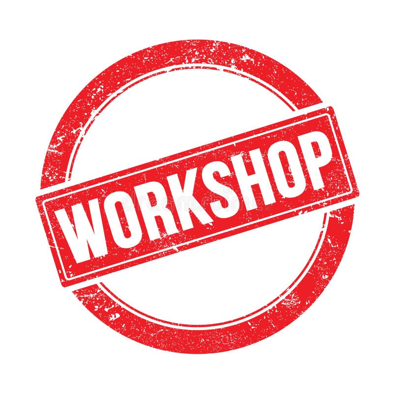 WORKSHOP Text on Red Grungy Round Stamp Stock Illustration ...