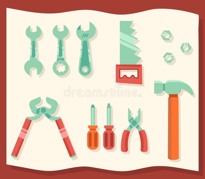 Workshop Tool Cartoon Vintage Stock Vector - Illustration of service ...