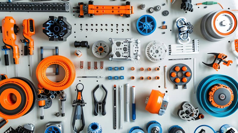 Workshop Tools and Parts for Robotics Assembly Stock Illustration ...