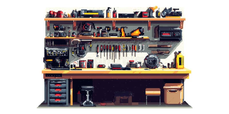 Workshop Tools and Shelf Display Isolated on Transparent Background ...