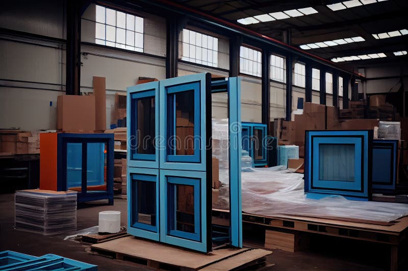 A Workshop with a Variety of Plastic Windows Being Manufactured Stock ...