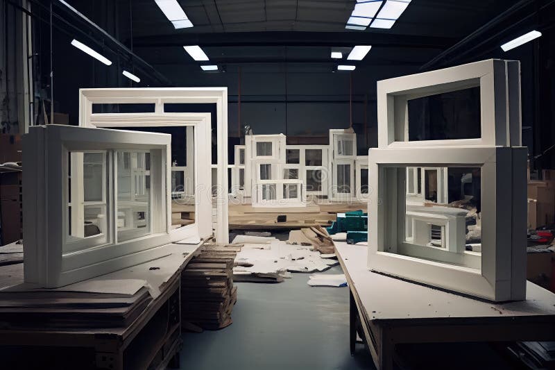 A Workshop with a Variety of Plastic Windows Being Manufactured Stock ...
