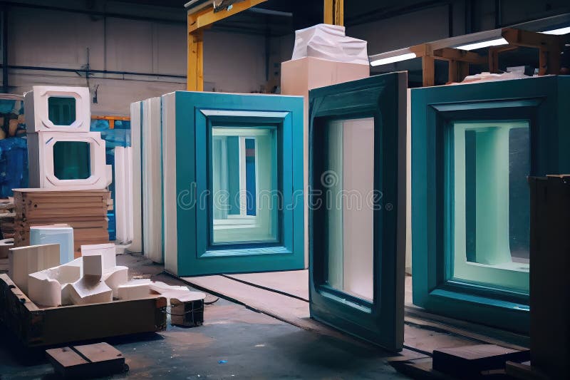 A Workshop with a Variety of Plastic Windows Being Manufactured Stock ...