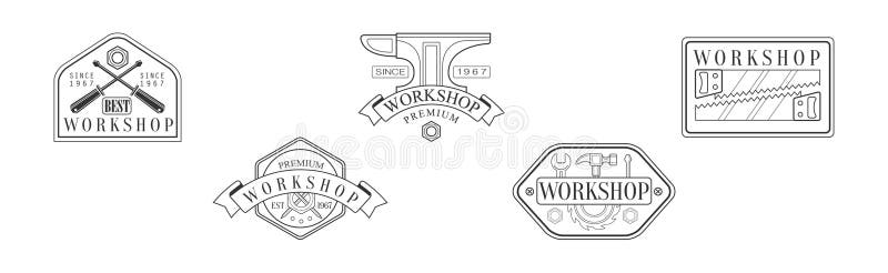 Workshop and Woodworking Craft Label Vector Set Stock Vector ...