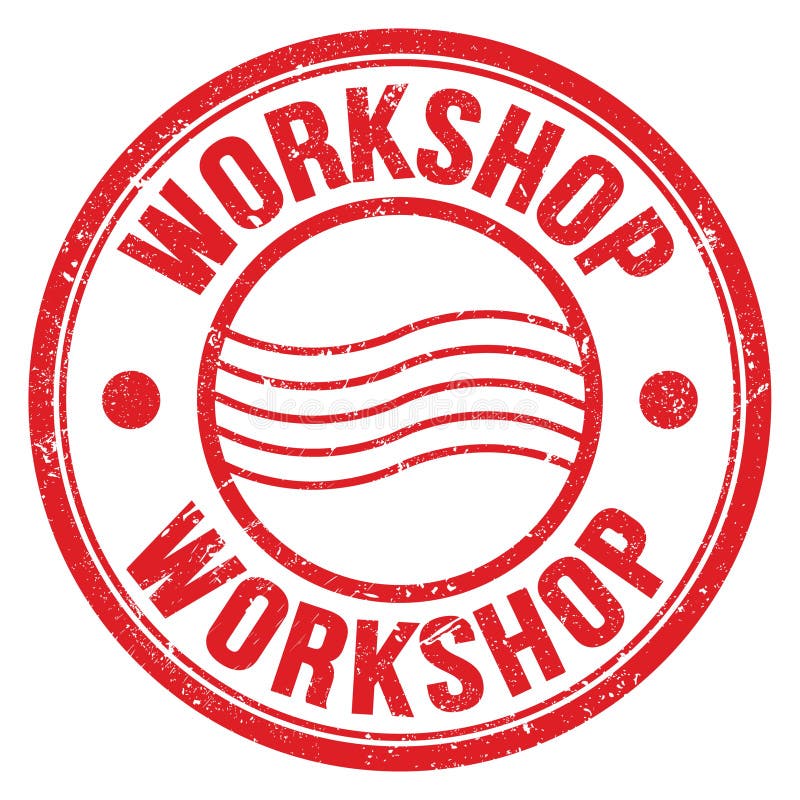 WORKSHOP Text Written on Red Round Postal Stamp Sign Stock Illustration ...