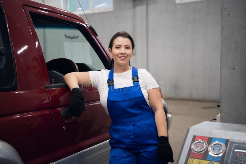 Workshop Worker Posing Next To a Carc and Smiling Stock Photo - Image ...