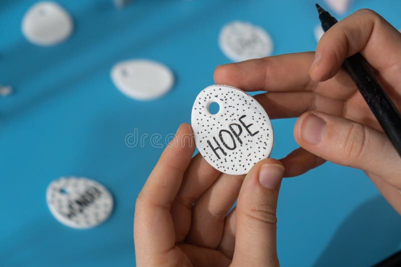 Workshop Writing Word HOPE on EASTER Egg Creator is Using White Air Dry ...