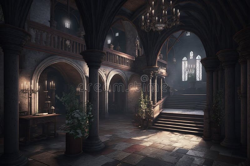 Workshops in a Castle Outer Bailey Stock Illustration - Illustration of ...