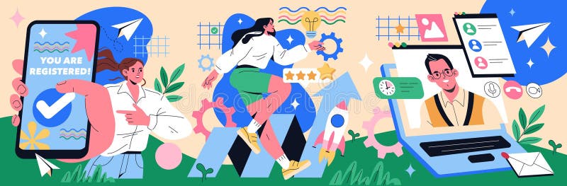 Workshops. Flat Vector Illustration Stock Vector - Illustration of digital, registration: 362306002