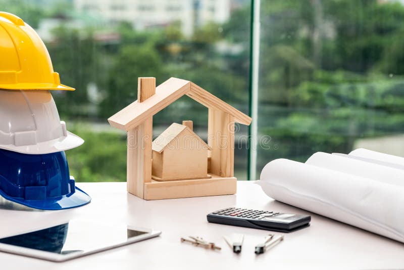 Workspace of Architect and Engineer Construction. Stock Image - Image ...