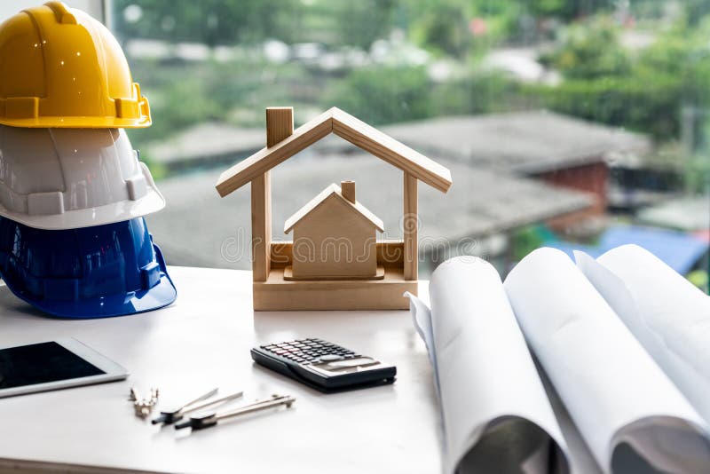 Workspace of Architect and Engineer Construction. Stock Image - Image ...