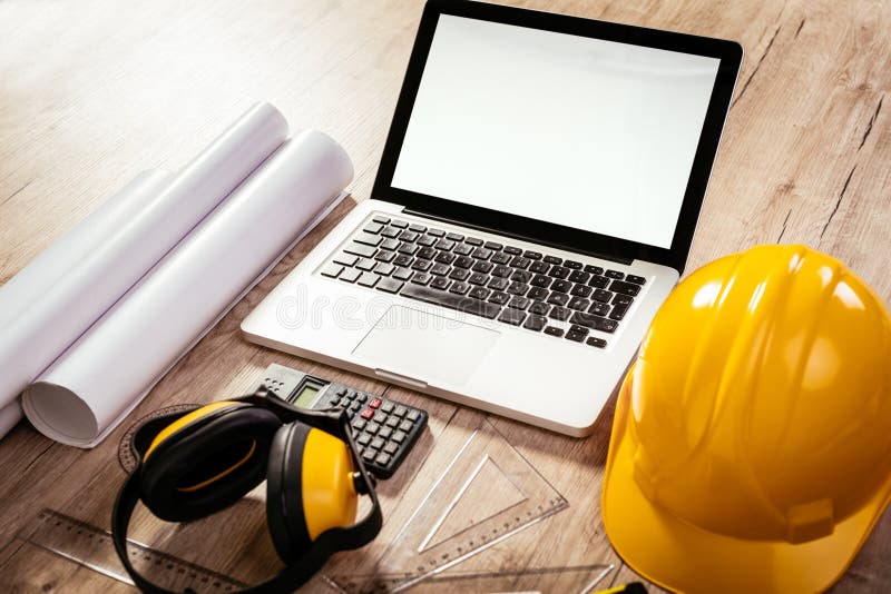 Workspace of a Architecture Engineer Stock Photo - Image of engineering ...