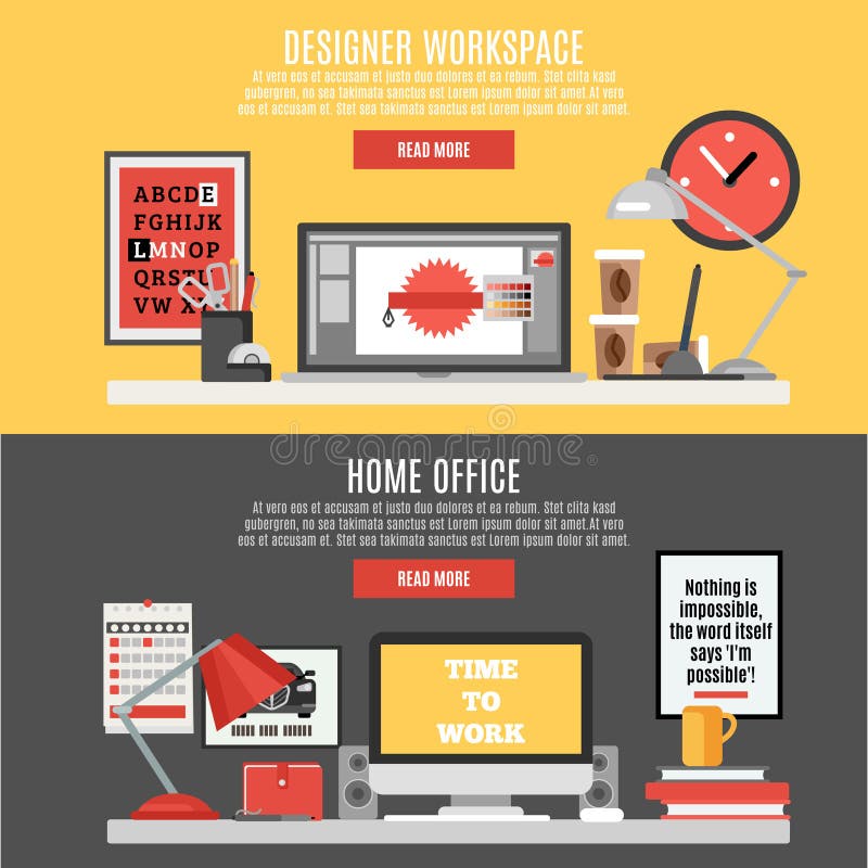 Workspace Banner Set stock vector. Illustration of modern - 54934748