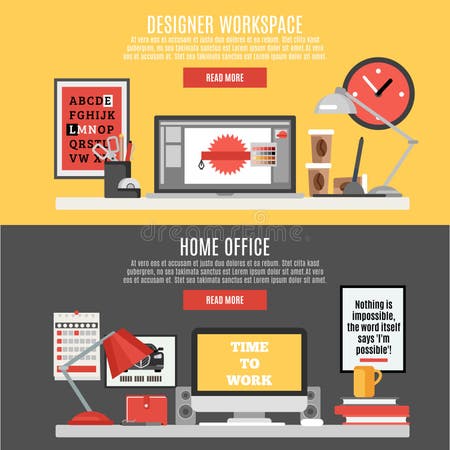 Workspace Banner Set stock vector. Illustration of modern - 54934748
