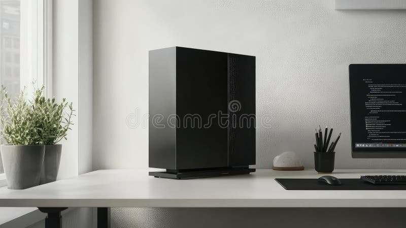 Workspace Black Office Computer Stock Illustration - Illustration of ...