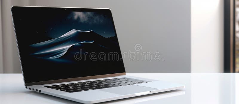 Workspace with Blank Laptop Computer Screen. Layout, Template for Your ...