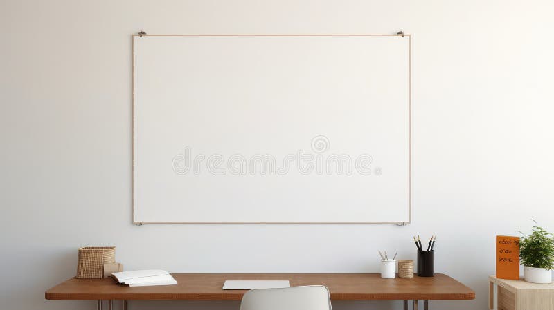 Workspace Blank Office Wall Stock Illustration - Illustration of ...