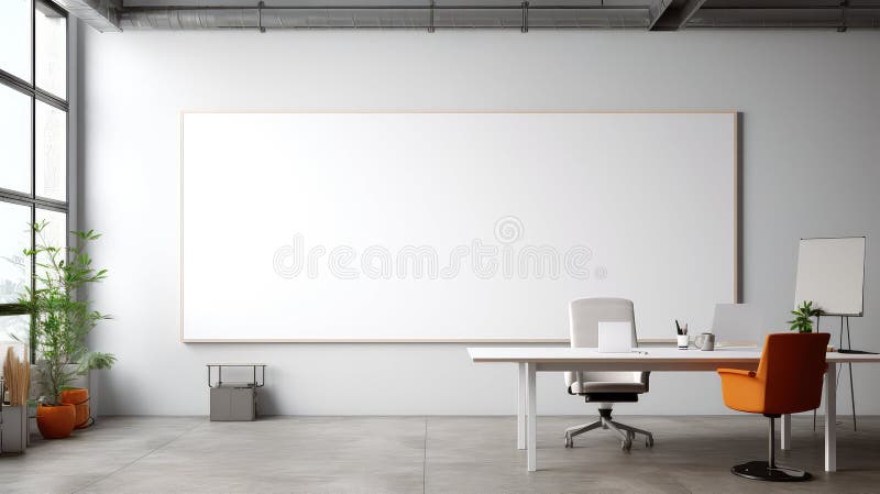 Workspace Blank Office Wall Stock Illustration - Illustration of ...