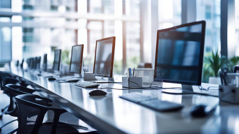 Workspace Blur Indoor Business Stock Illustration - Illustration of ...