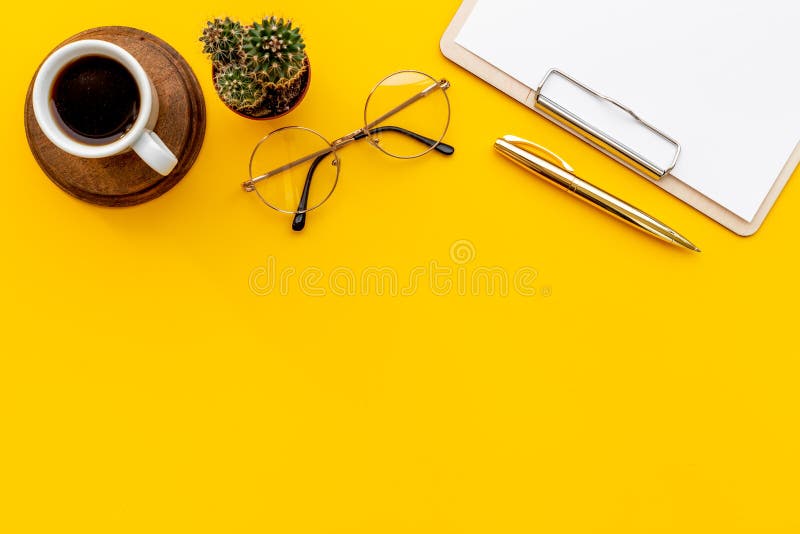 Workspace for Business - Empty Office Desk Top View Stock Photo - Image ...
