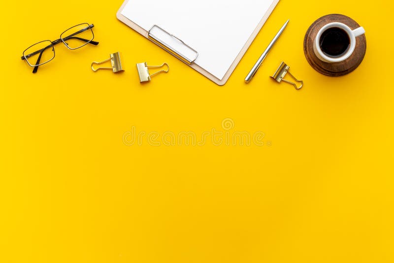 Workspace for Business - Empty Office Desk Top View Stock Image - Image ...