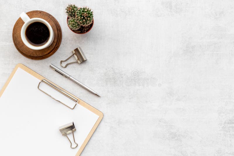 Workspace for Business - Empty Office Desk Top View Stock Photo - Image ...