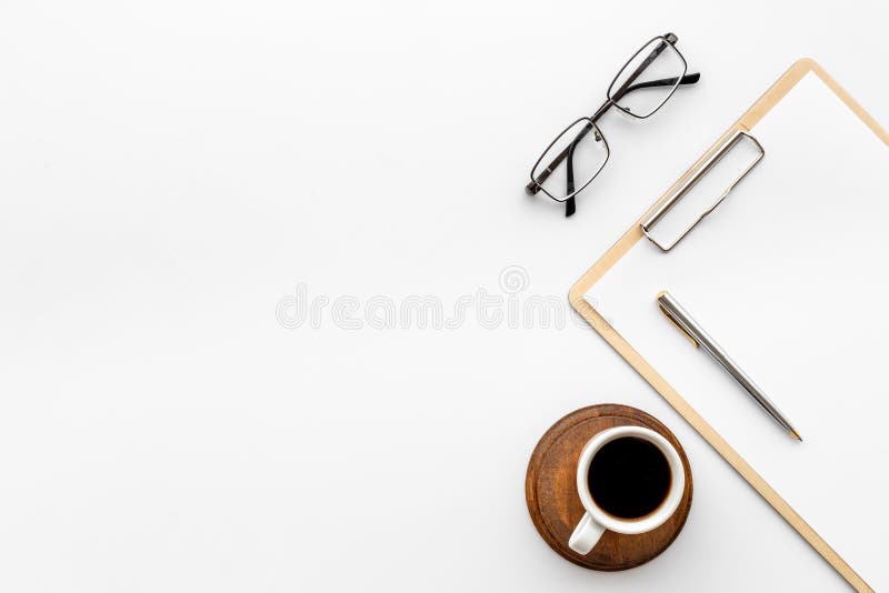 Workspace for Business - Empty Office Desk Top View Stock Image - Image ...