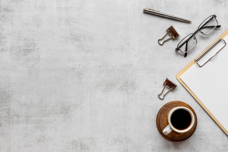 Workspace for Business - Empty Office Desk Top View Stock Image - Image ...