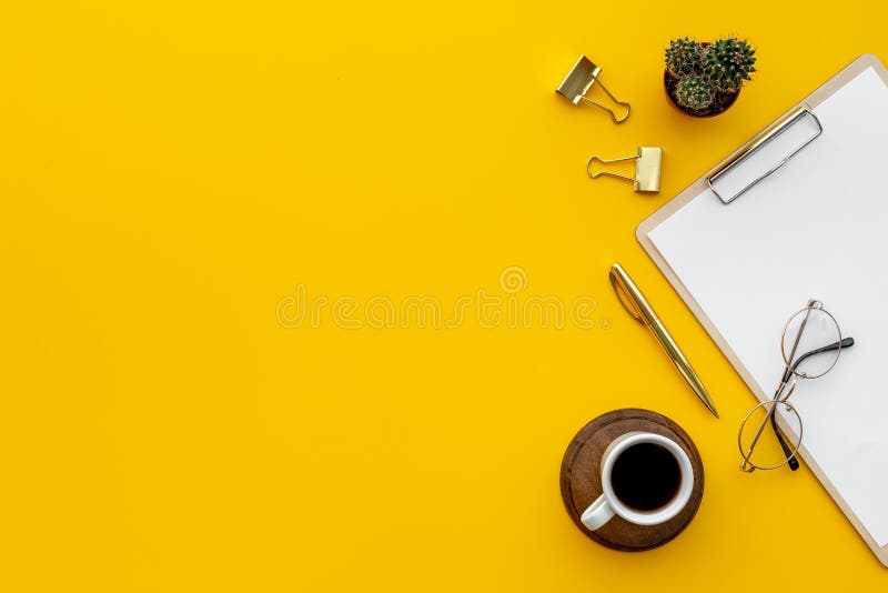Workspace for Business - Empty Office Desk Top View Stock Photo - Image ...
