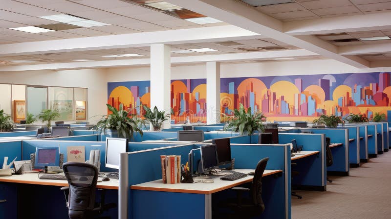 Workspace Call Center Building Stock Illustration - Illustration of ...