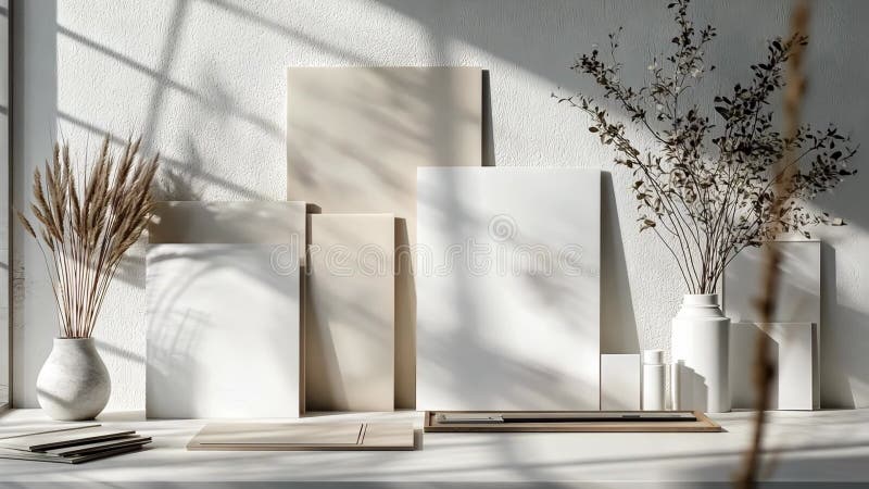 A Workspace with Catalogs and Samples for Choosing Salon Interiors in a ...