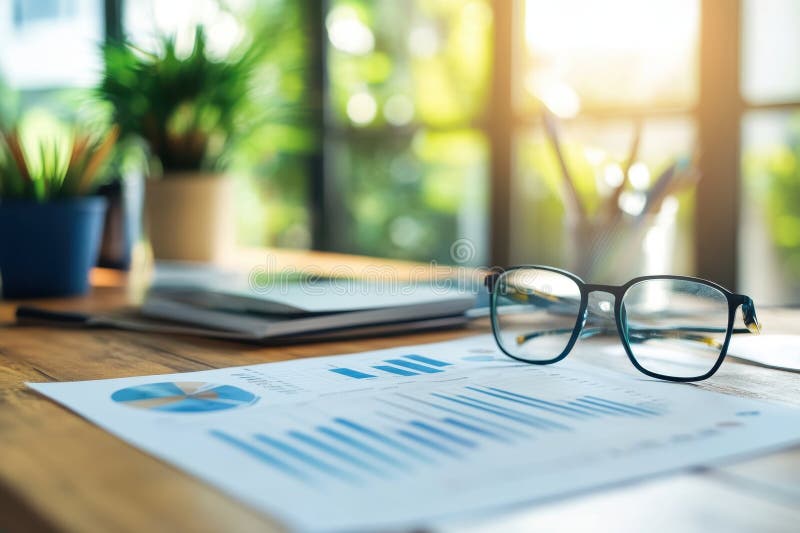 Workspace Charts Graphs Under Natural Light Highlighting Productivity ...