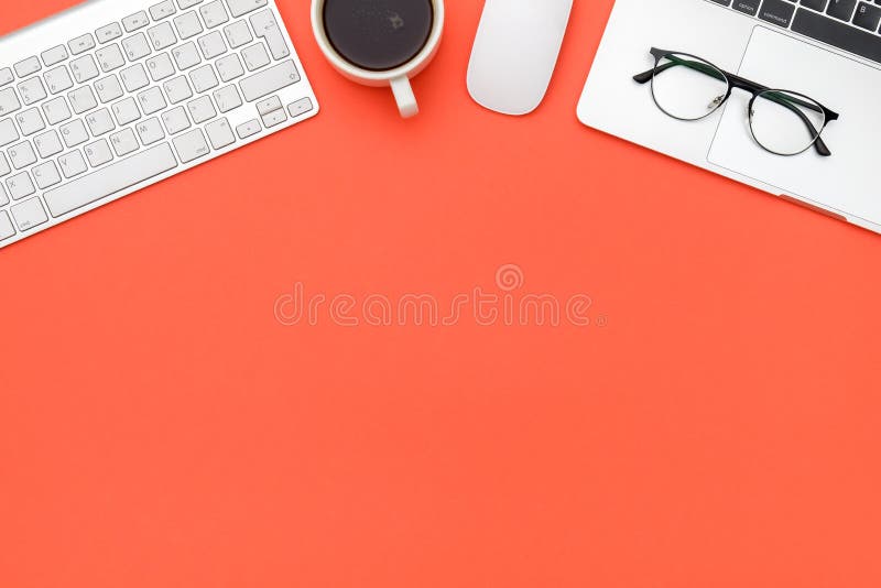 Workspace on Color Desk in Home Office Stock Image - Image of mockup ...