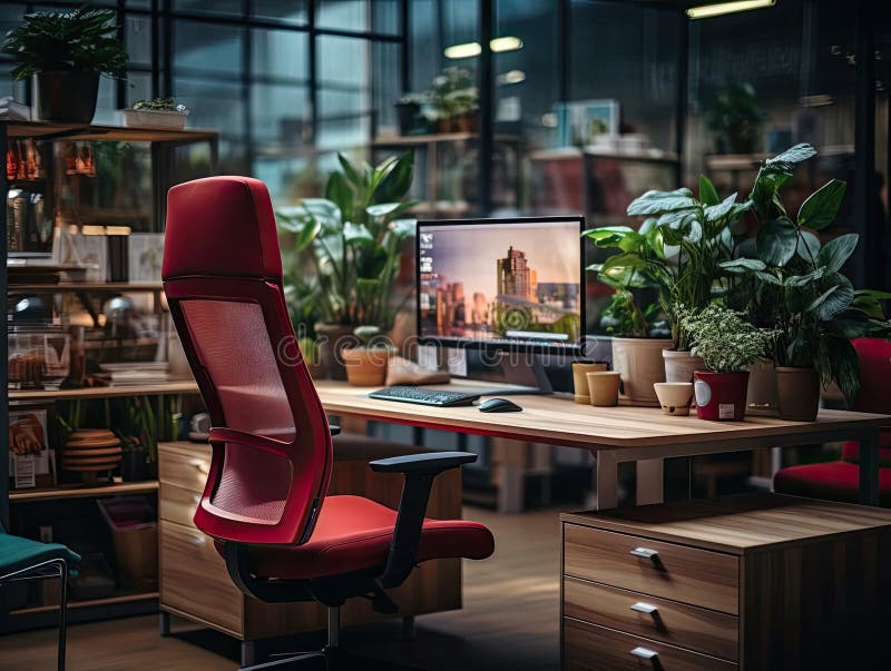 Workspace Comfy Chair Balanced Image on Wall Stock Illustration ...