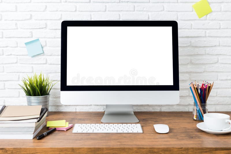 Computer with Blank White Screen Stock Photo - Image of mock, blank ... Computer with Blank White Screen Stock Photo - Image of mock, blank ...