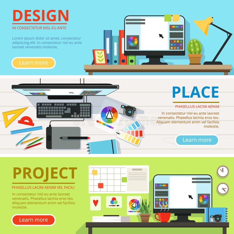 Workspace for Computer Designers and Graphic Artists . Horizontal ...